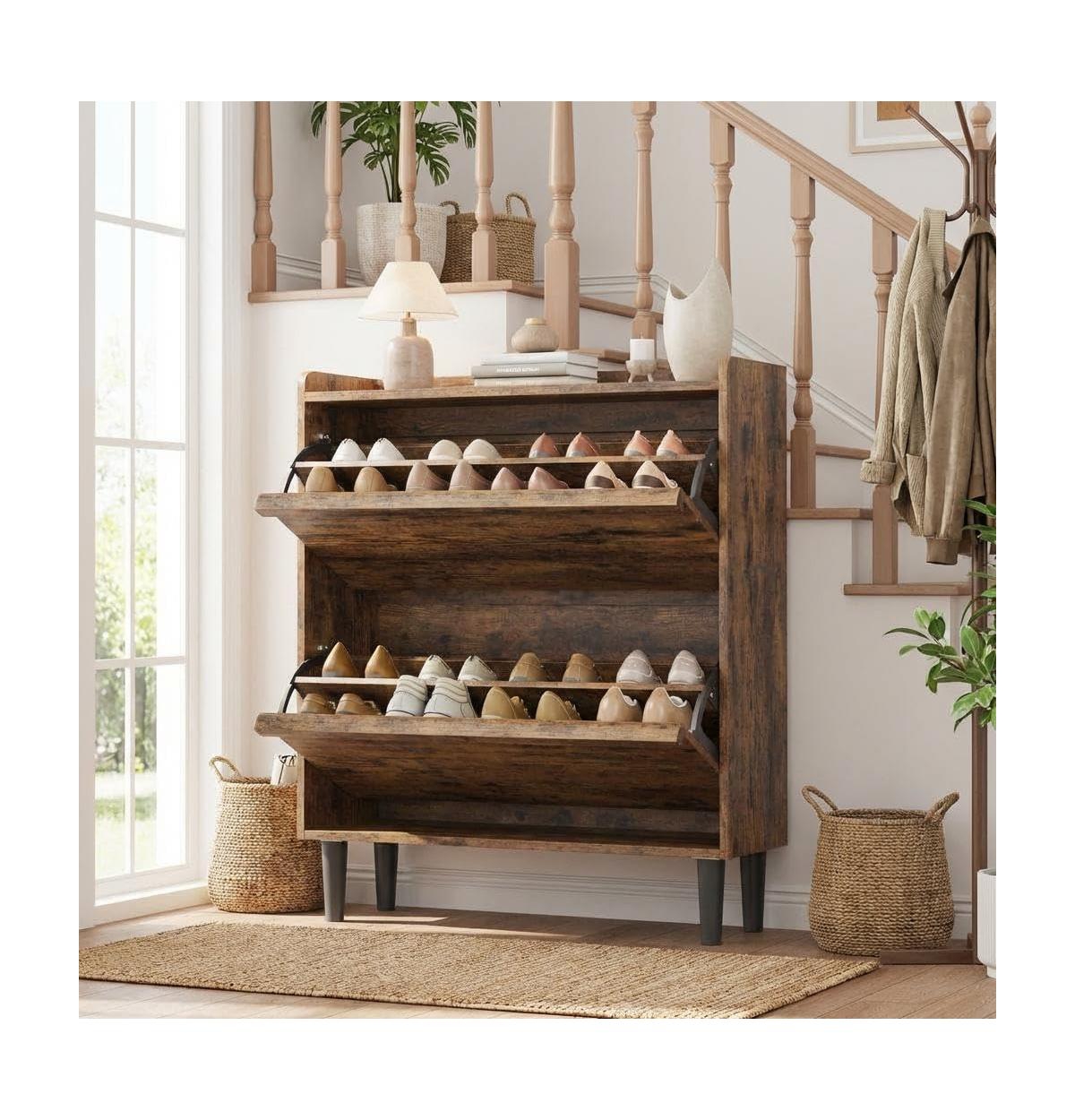 Click here for Homfan Shoe Cabinet with 2 Flip Drawers  Hidden Sh... prices