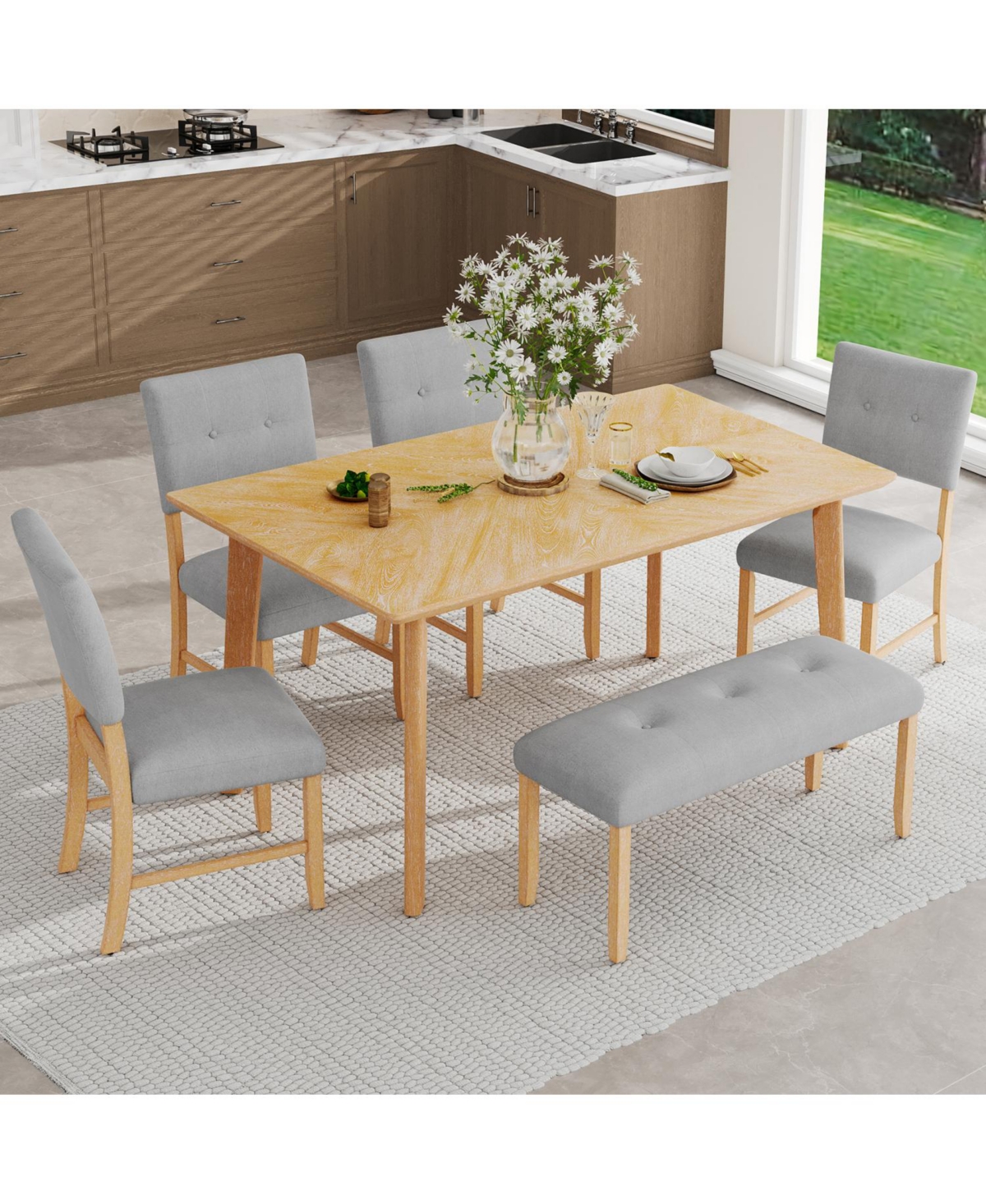 Click here for Streamdale Furniture Farmhouse Dining Set with 4 C... prices