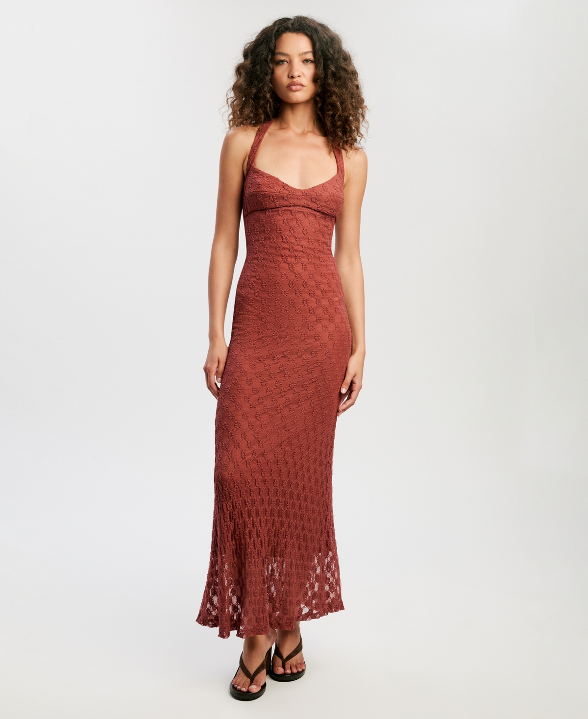 Click here for Bardot Womens Mariko Halter Neck Midi Dress - Burn... prices