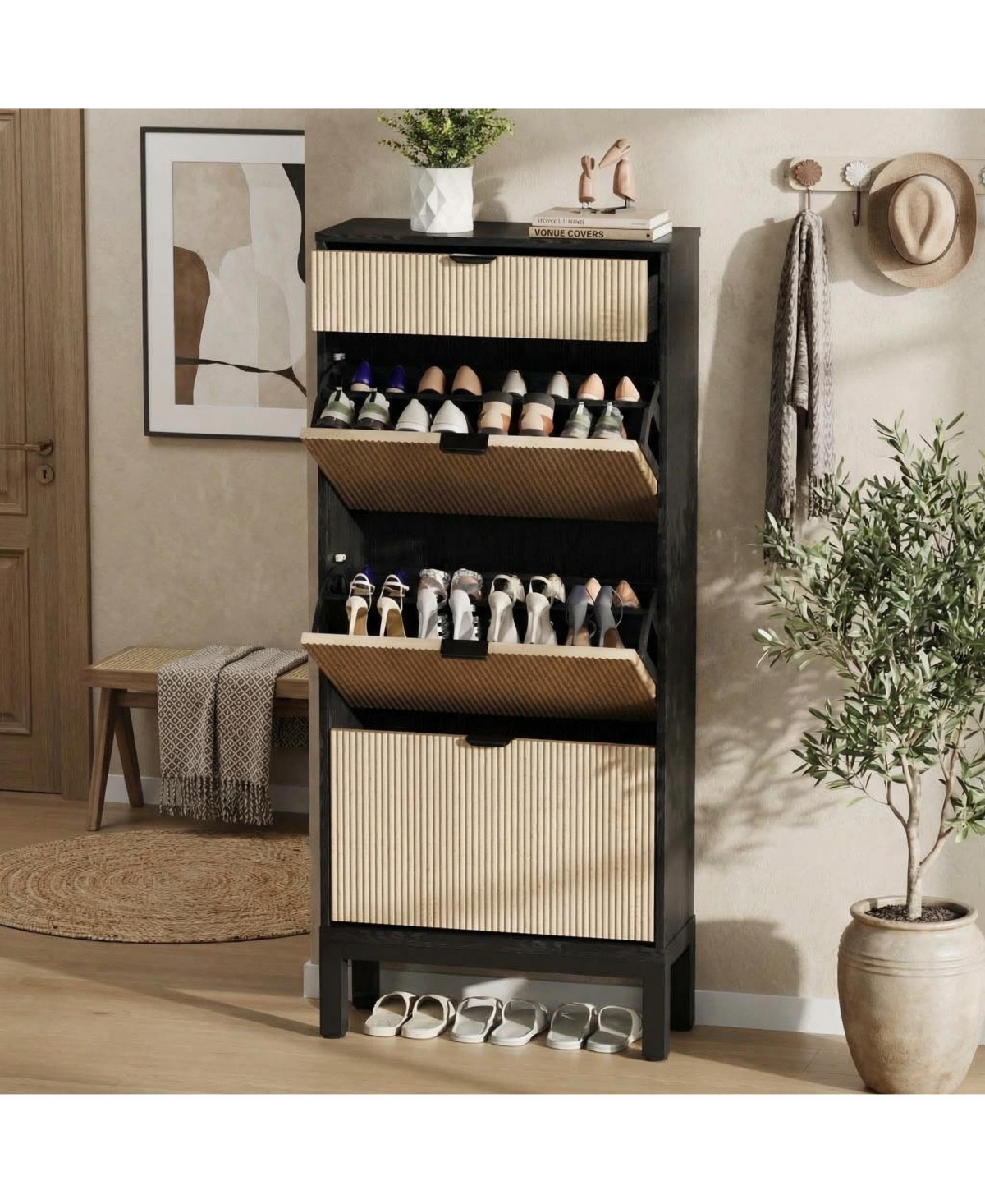 Click here for Homfan Shoe Storage Cabinet for Entryway with 3 Fl... prices