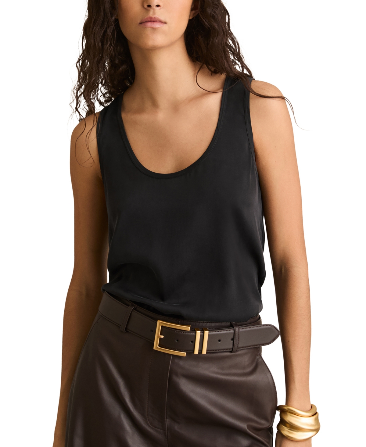 Click here for Reiss Womens Silk-Front Cami Top - Black prices