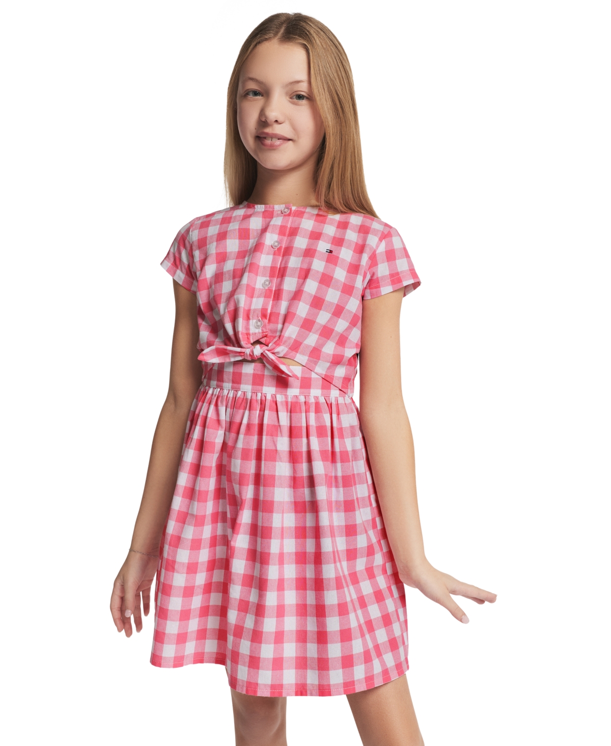 Click here for Tommy Hilfiger Girls 7-16 Gingham Round Neck Dress... prices