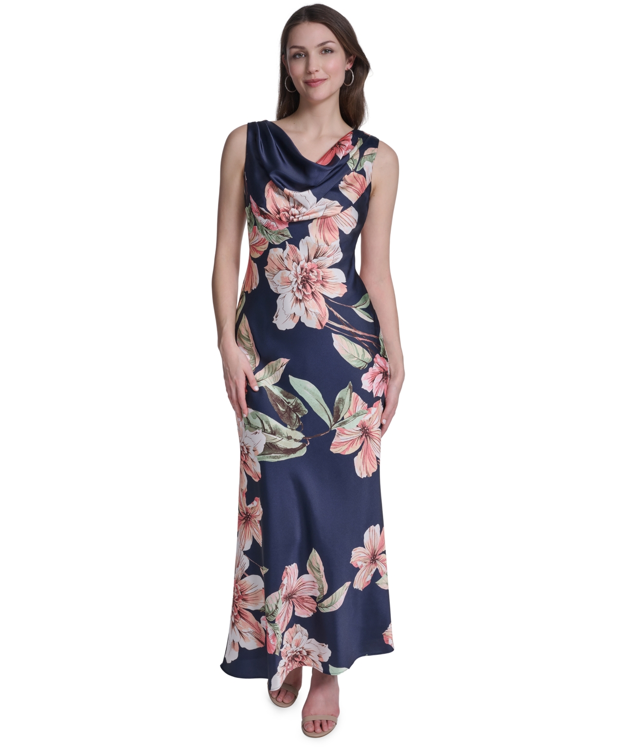 Click here for Eliza J Womens Sleeveless Drape Neck Printed Gown... prices