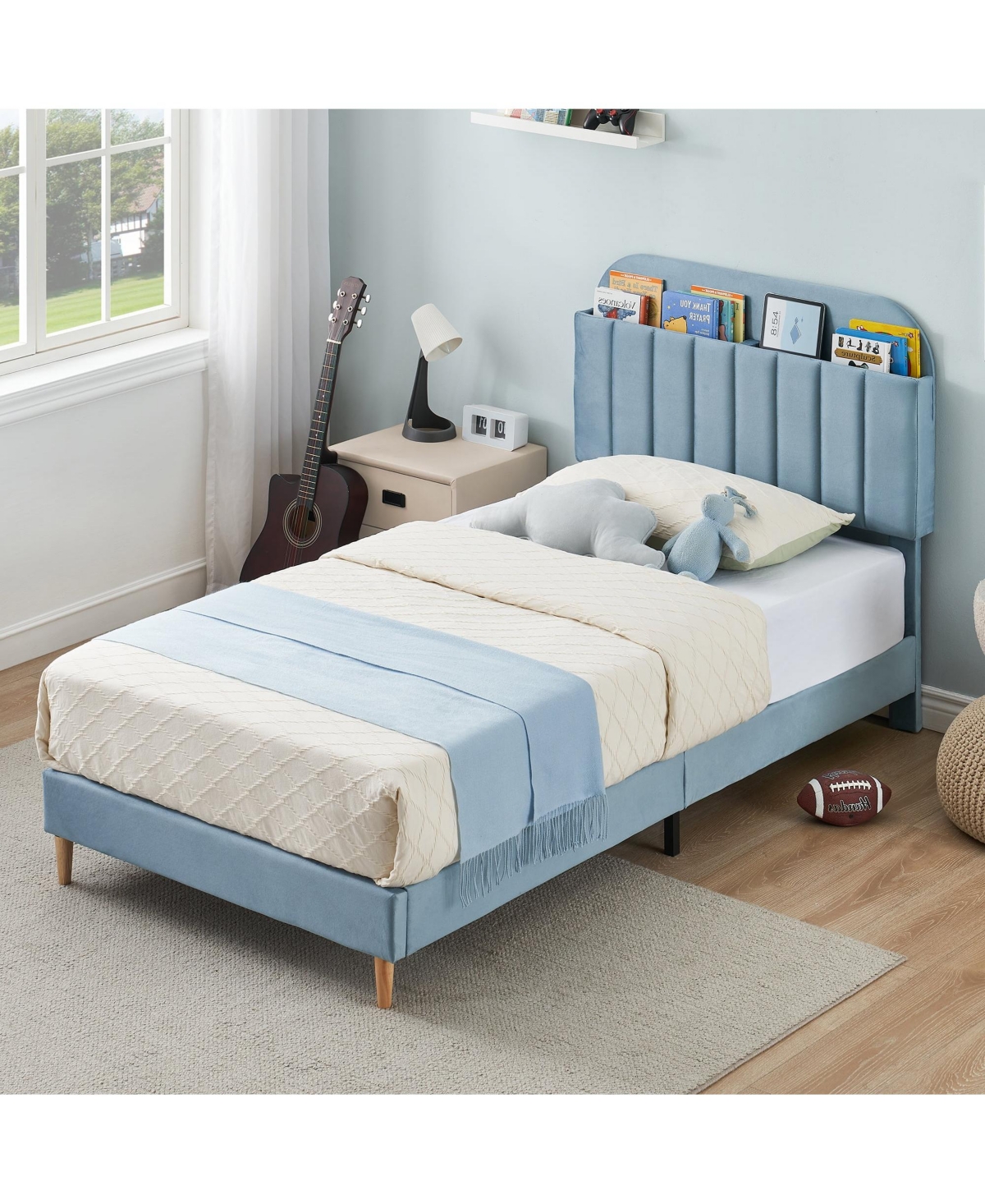 Click here for gaomon Bed Frame Bookcase Headboard Upholstered Pl... prices