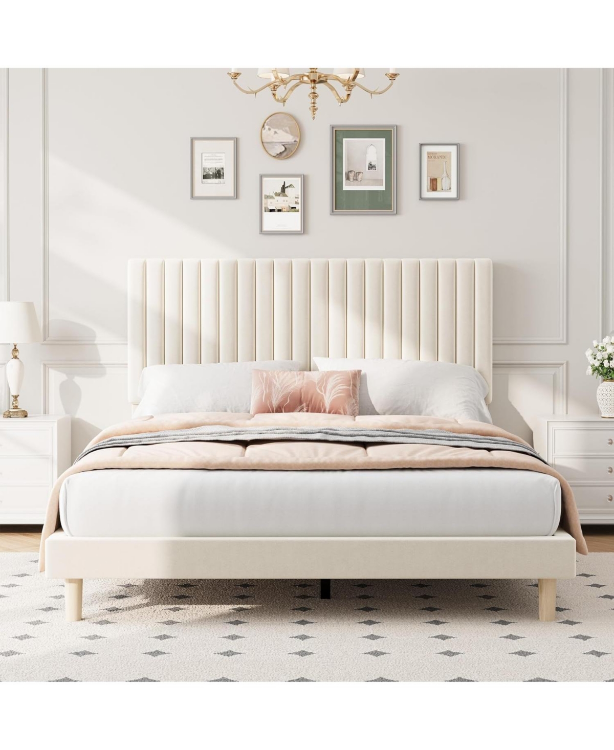 Click here for gaomon Velvet Platform Bed Frame with Vertical Cha... prices