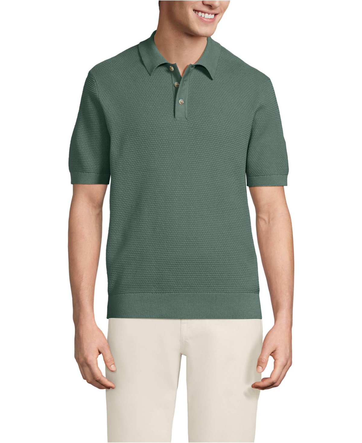 Click here for Lands End Mens Short Sleeve Fine Gauge Sweater Pol... prices