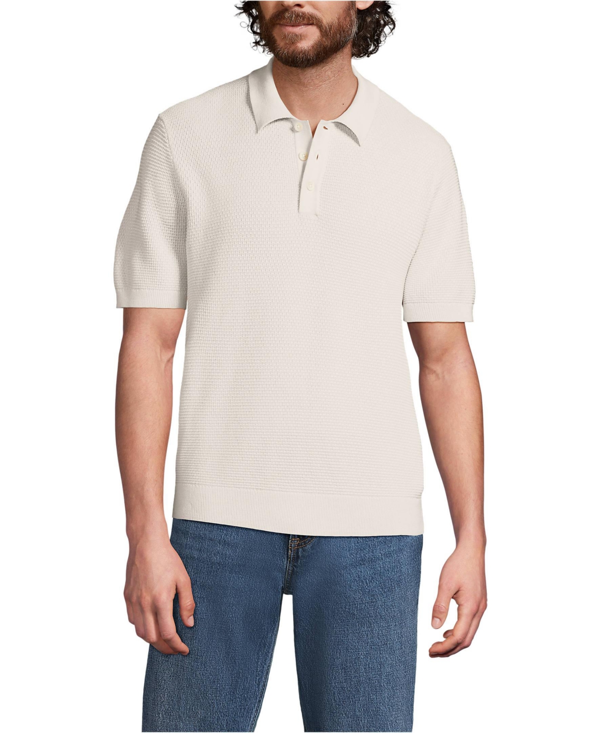 Click here for Lands End Mens Short Sleeve Fine Gauge Sweater Pol... prices