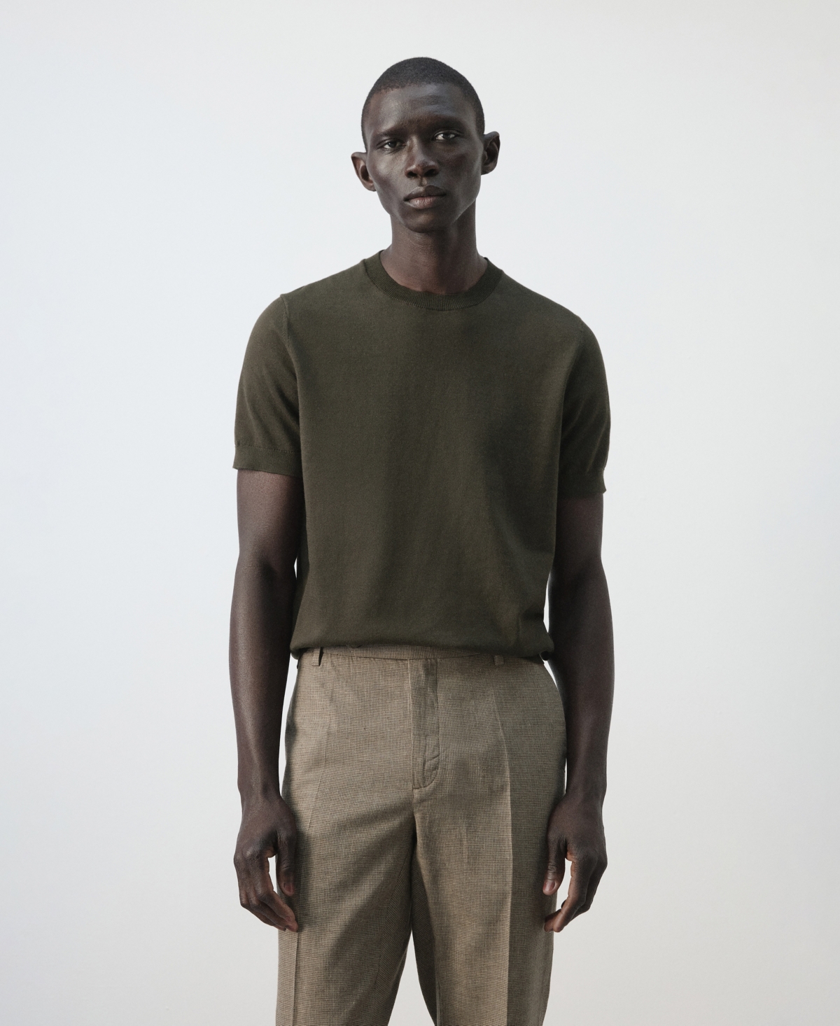 Click here for Mango Mens Cotton Fine-Knit T-Shirt - Chocolate prices