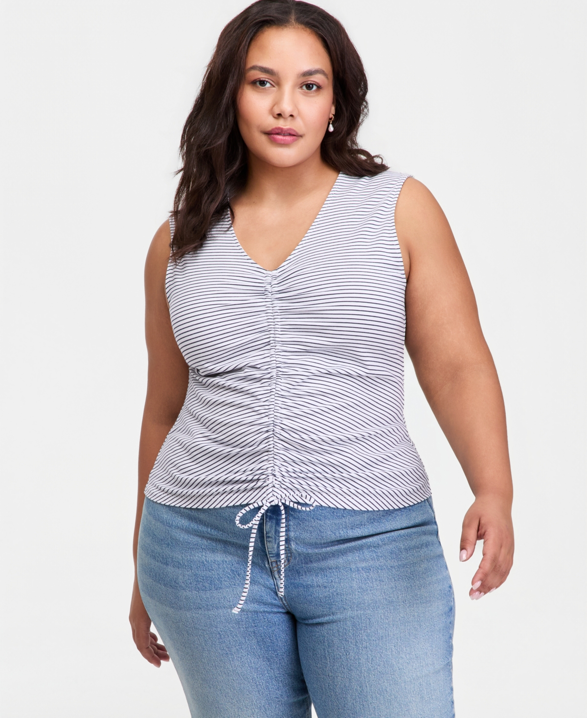Click here for On 34th Plus Ruched V-Neck Tie-Hem Tank  Macys Exc... prices