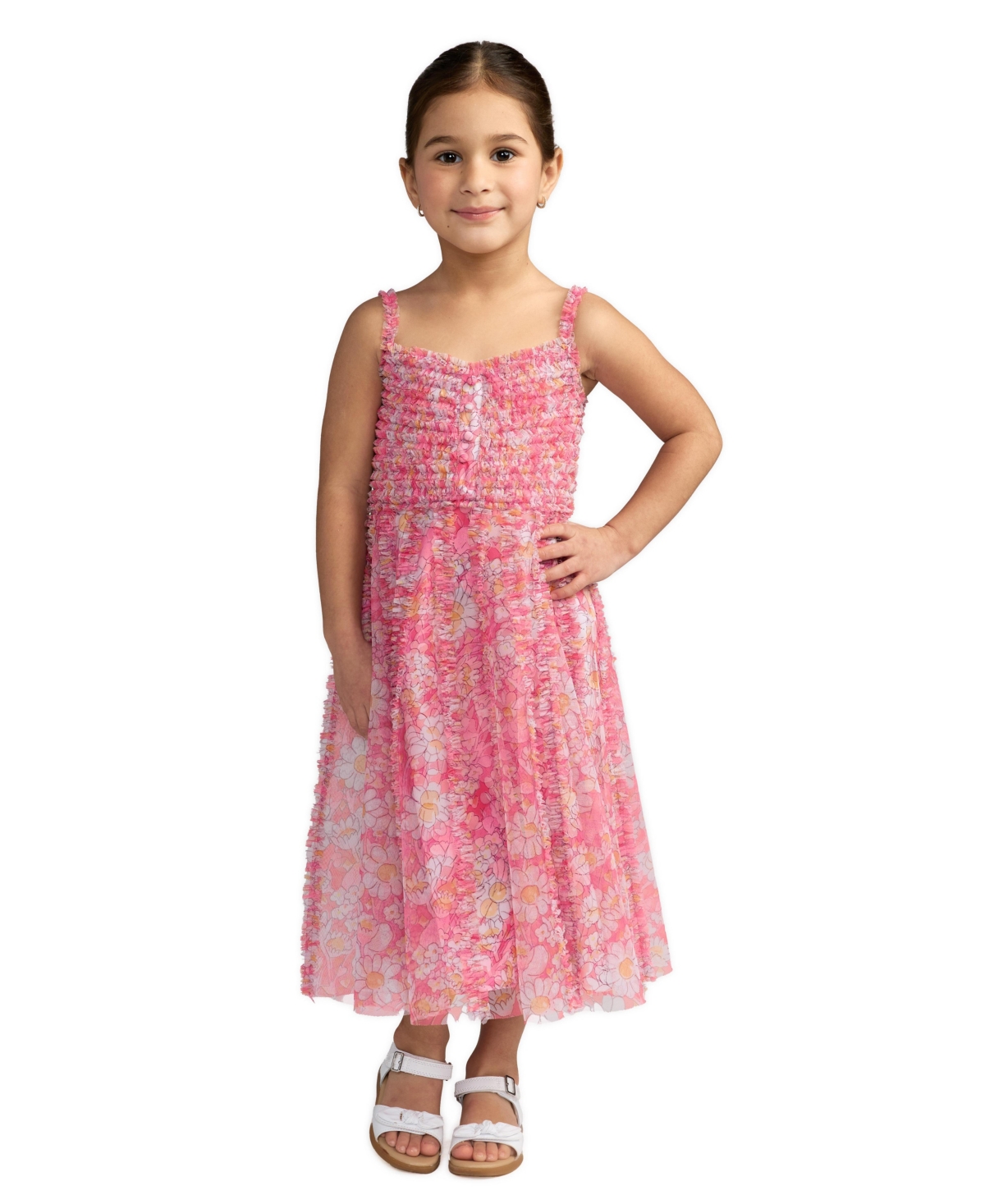 Click here for Mac Duggal Big Girls Mesh V-Neck Floral Print Mini... prices