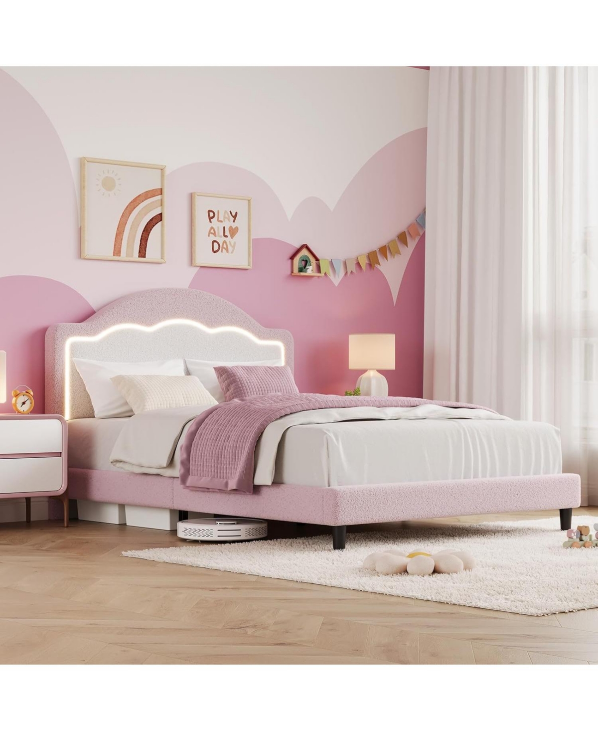 Click here for gaomon Kids Bed Frame with Led Headboard  Sherpa U... prices