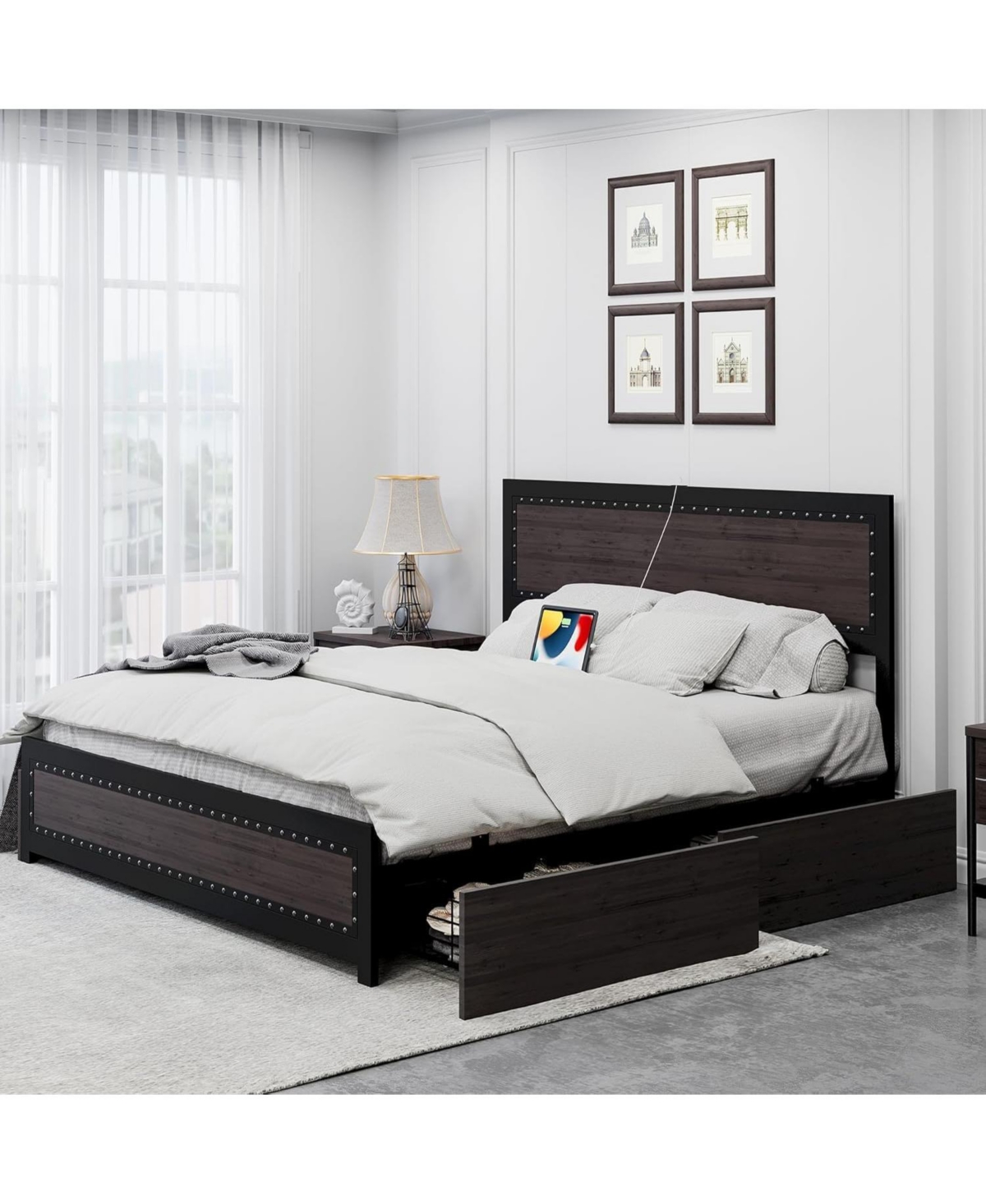 Click here for gaomon Metal Platform Bed Frame with Headboard  4... prices