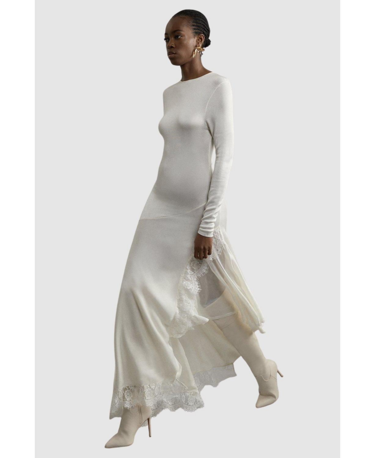 Click here for Karen Millen Womens Slinky Lace Asymmetric Maxi Dr... prices