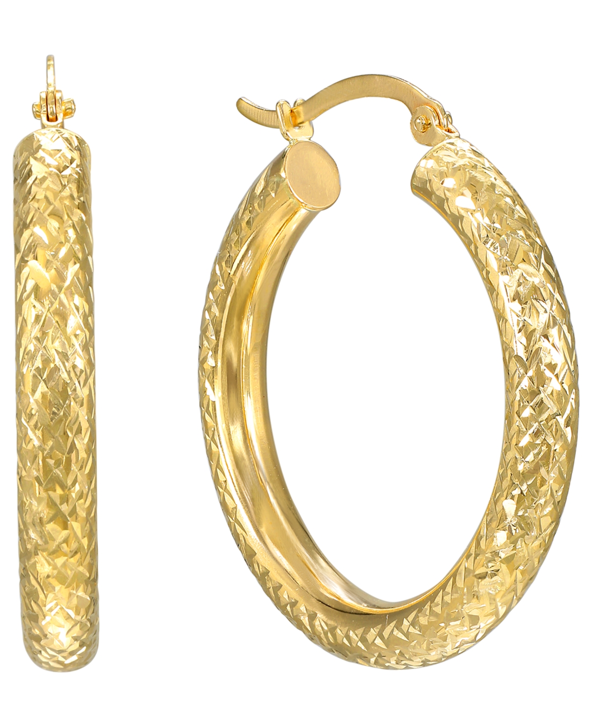 Click here for Macys Diamond-Cut Hoop Earrings in 10k Yellow Gold... prices