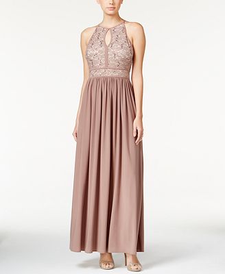 Morgan & Company Sequined Lace Gown - Juniors Dresses - Macy's