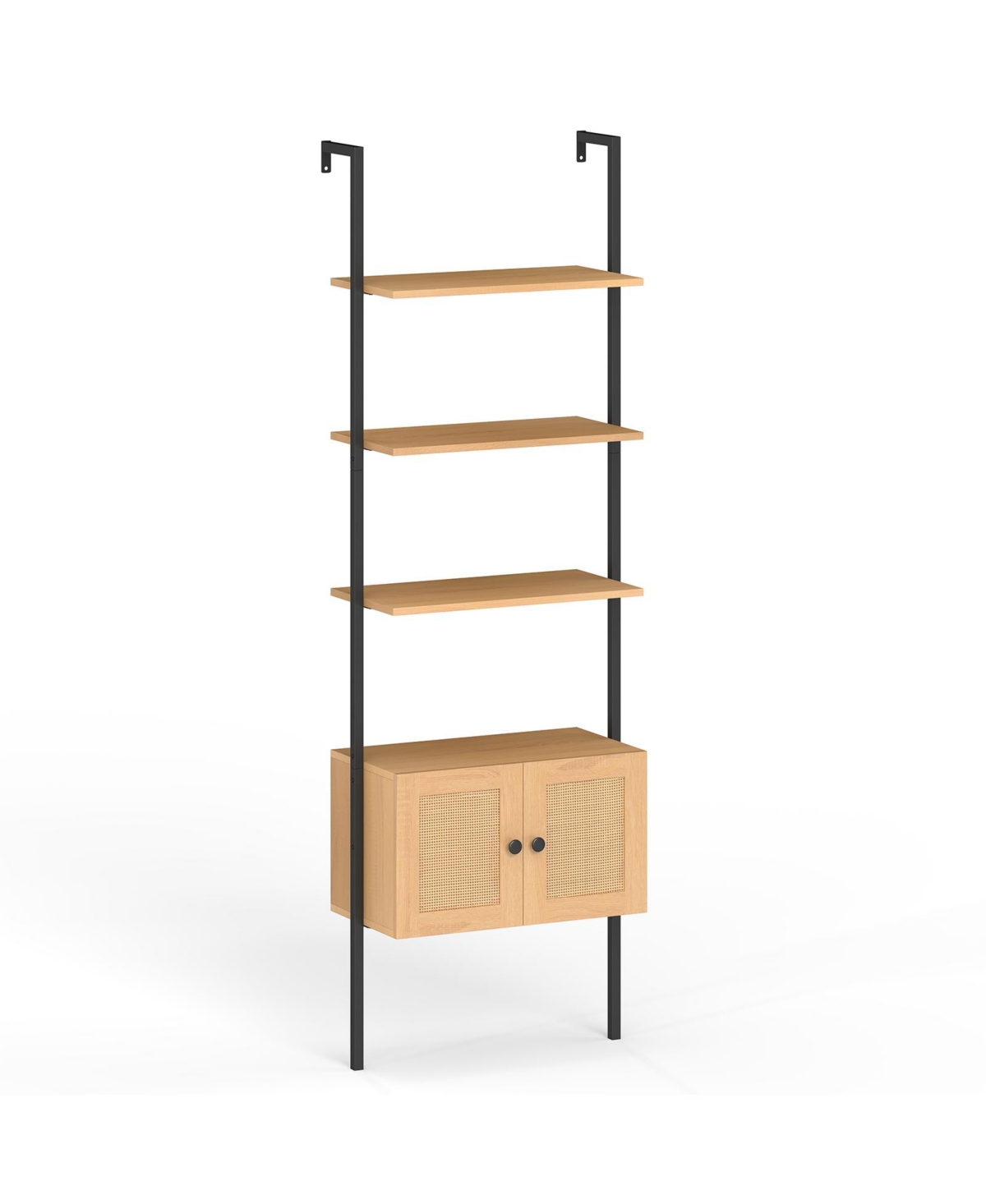 Click here for Slickblue Ladder Bookshelf 5 Tier with Rattan Cabi... prices