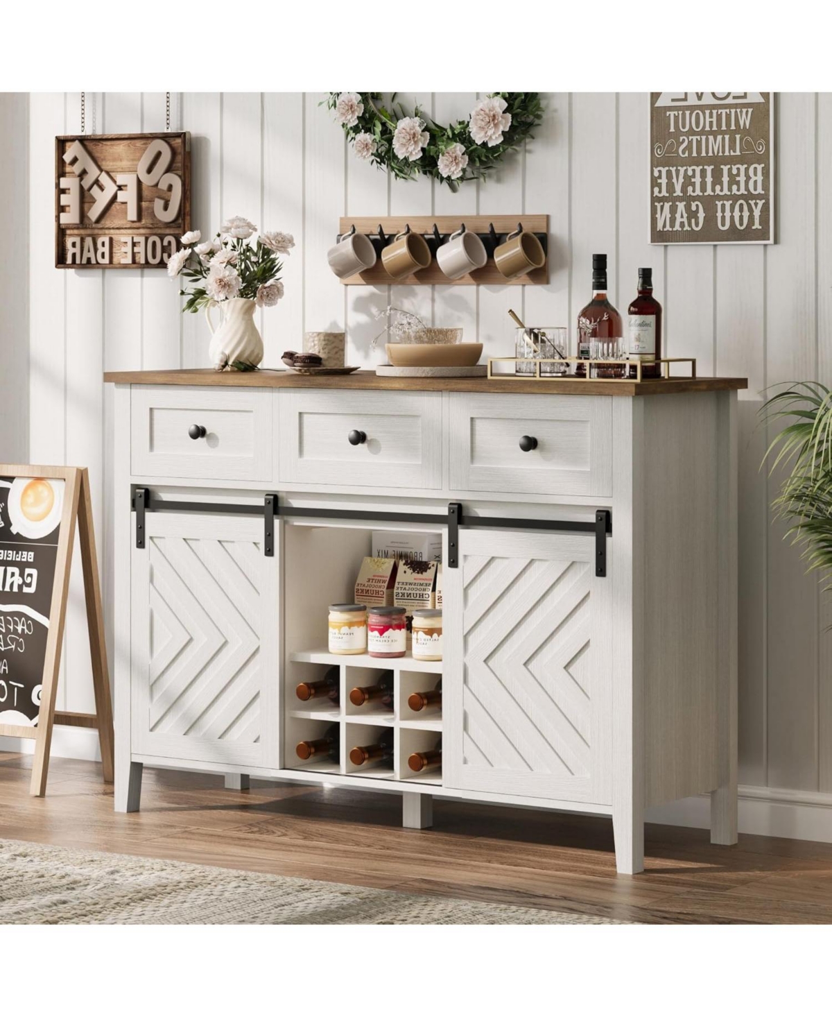Click here for gaomon 47 Inch Farmhouse Buffet Cabinet with Slidi... prices