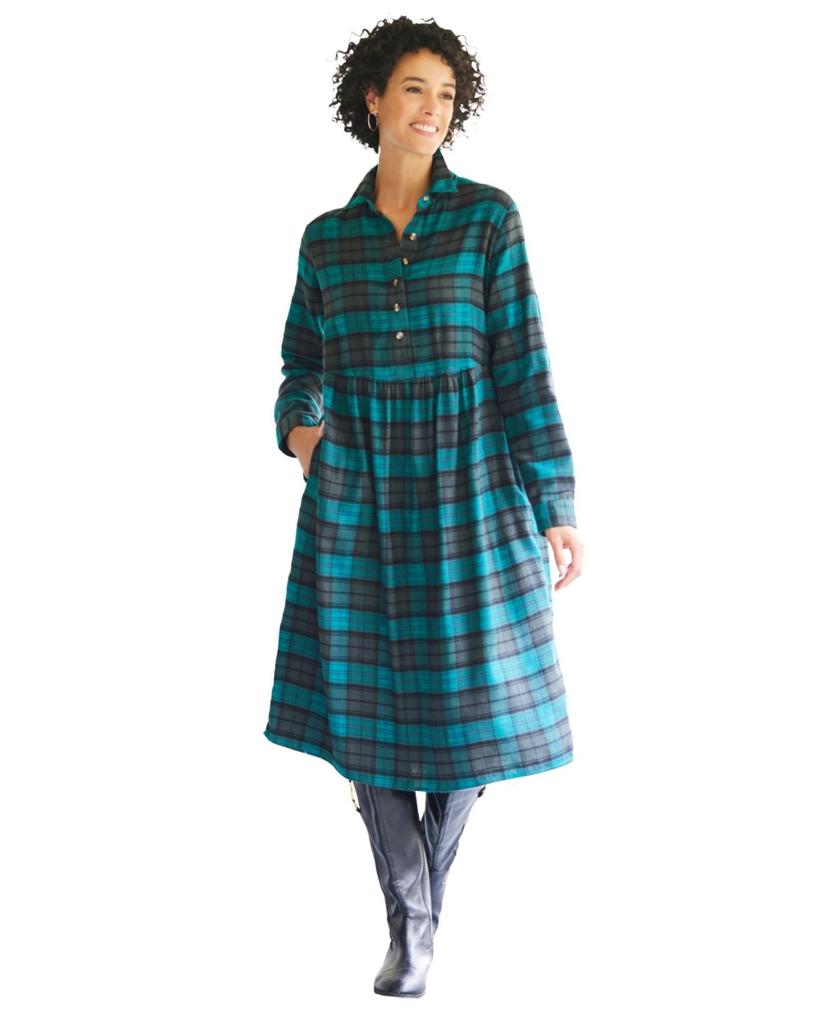 Click here for Woman Within Plus Size Within Plaid Flannel A-Line... prices