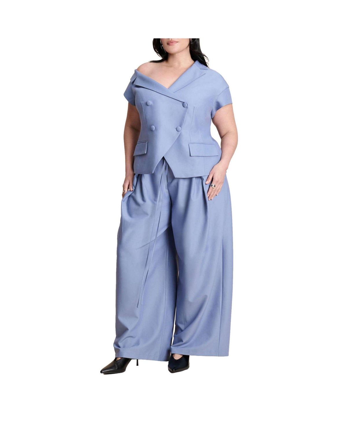 Click here for Eloquii Womens Pleat Detail Trouser With Long Belt... prices