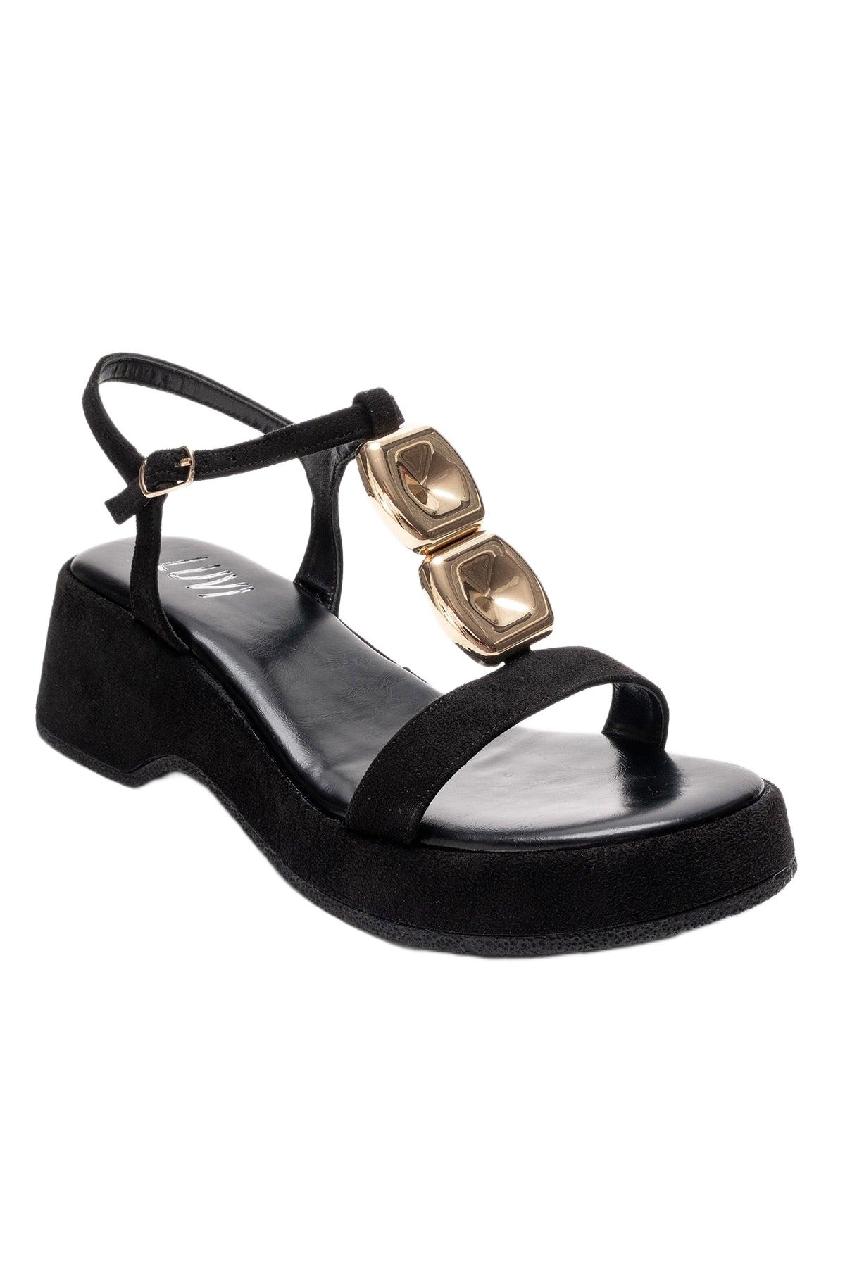 Click here for Prologue Shoes Matt Platform Sandal - Black suede prices
