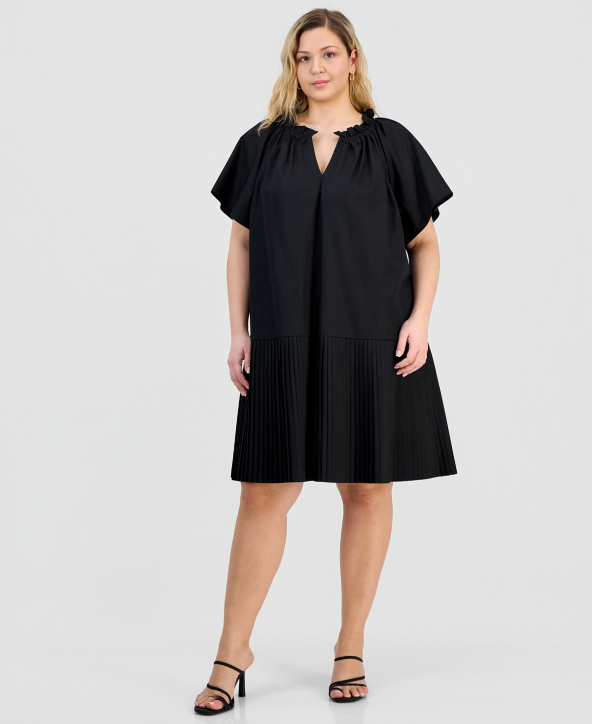 Click here for Robbie Bee Plus Size Pleat-Hem Puff-Sleeve Dress -... prices