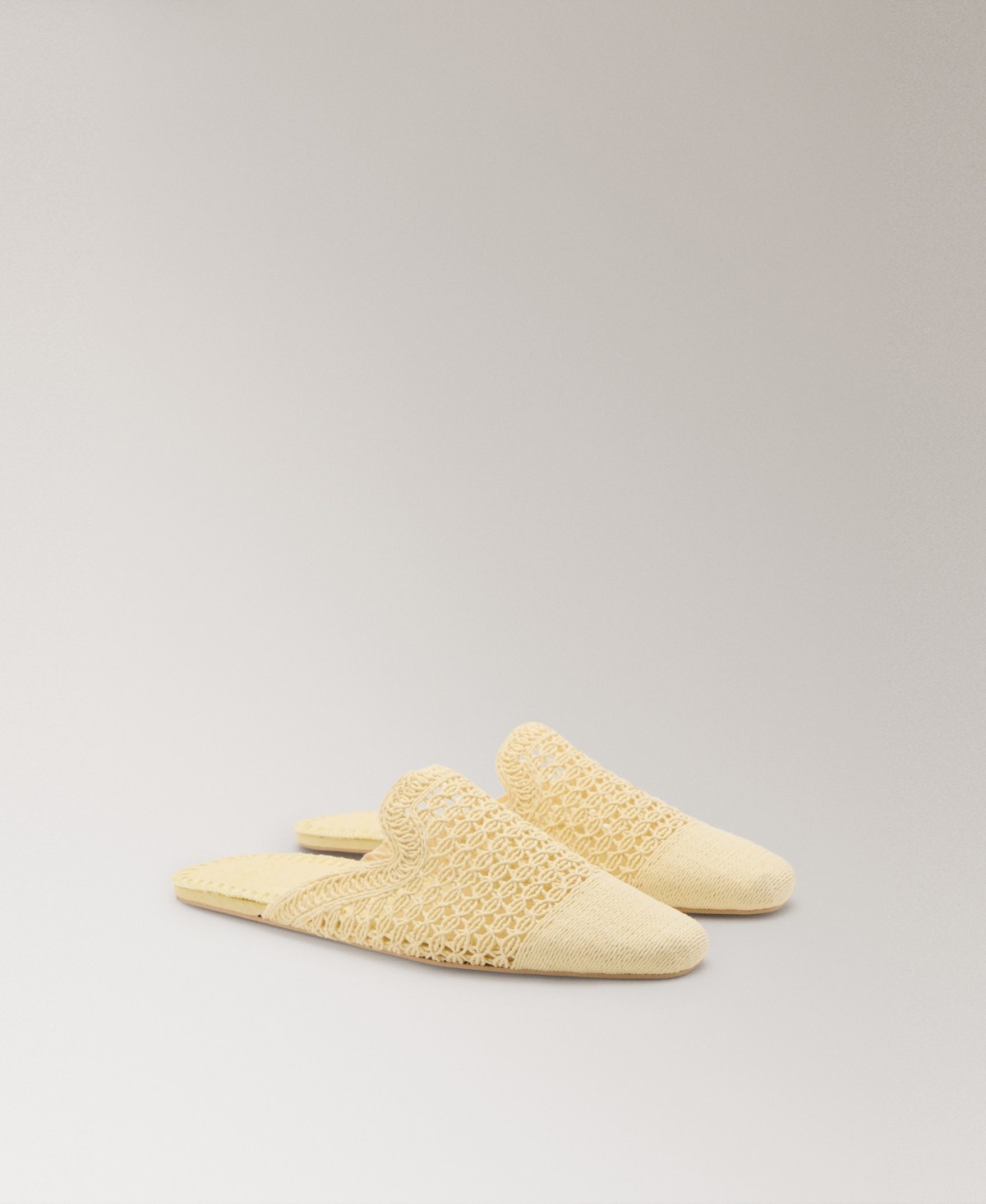 Click here for Mango Womens Crochet Mule Slippers - Pastel Yellow prices