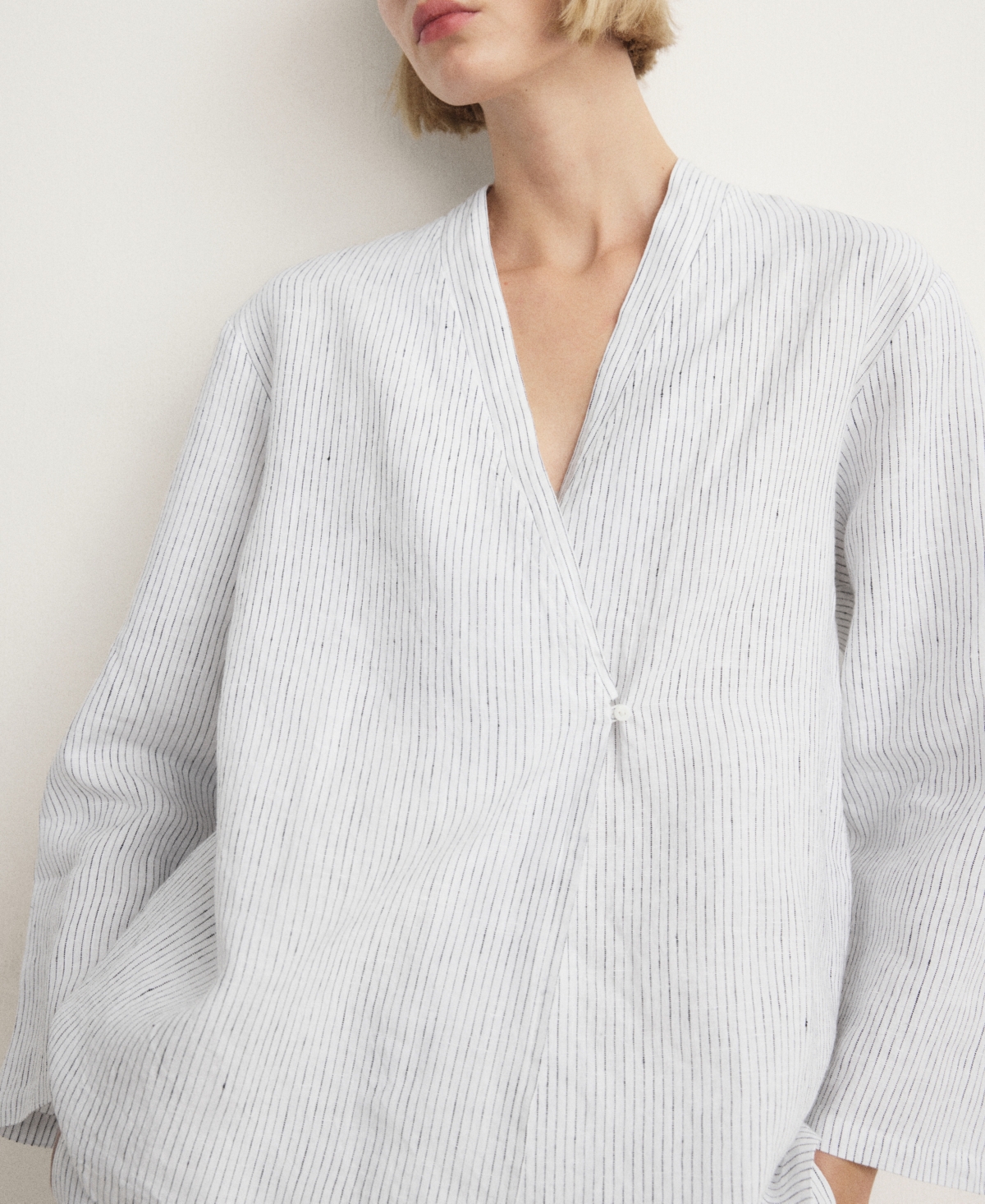 Click here for Mango Womens Linen Striped Pajama Top - White prices