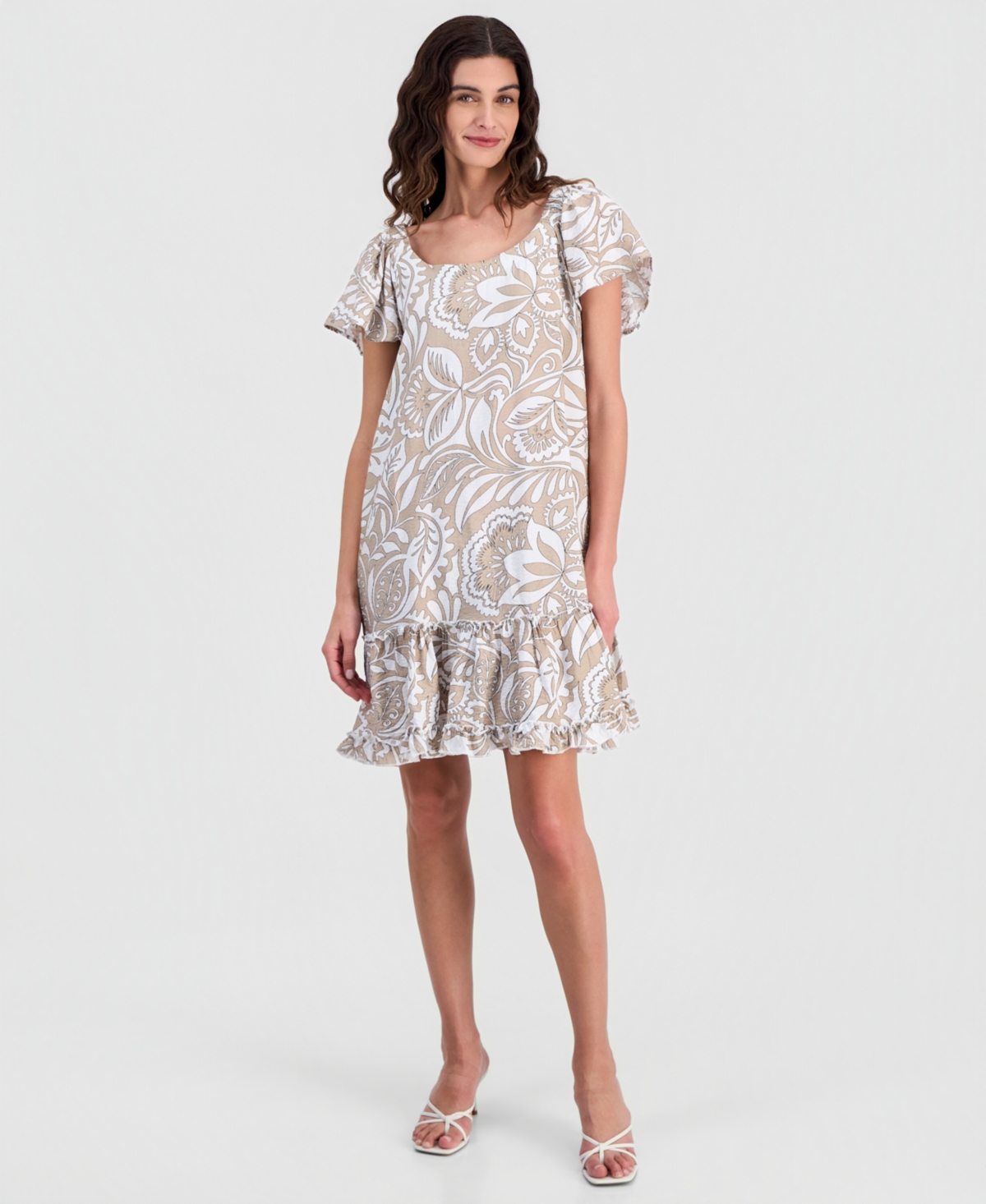 Click here for Robbie Bee Womens Convertible-Neckline Dress - Tan... prices
