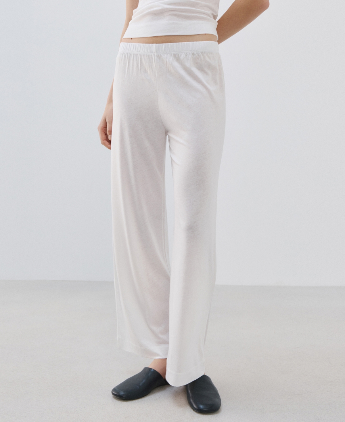 Click here for Mango Womens Basic Long Lyocell Trousers - White prices