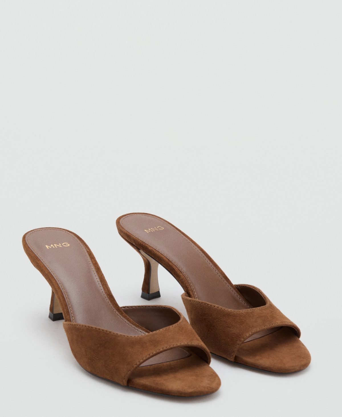 Click here for Mango Womens Suede Funnel-Heel Sandals - Leather prices