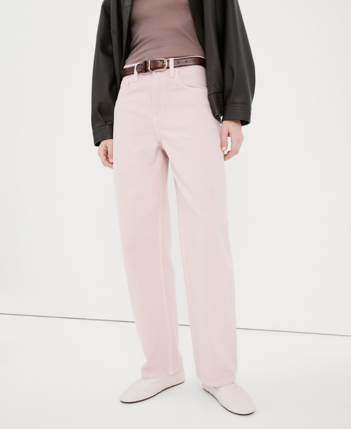 Click here for Mango Womens High-Waisted Barrel Jeans - Pink prices