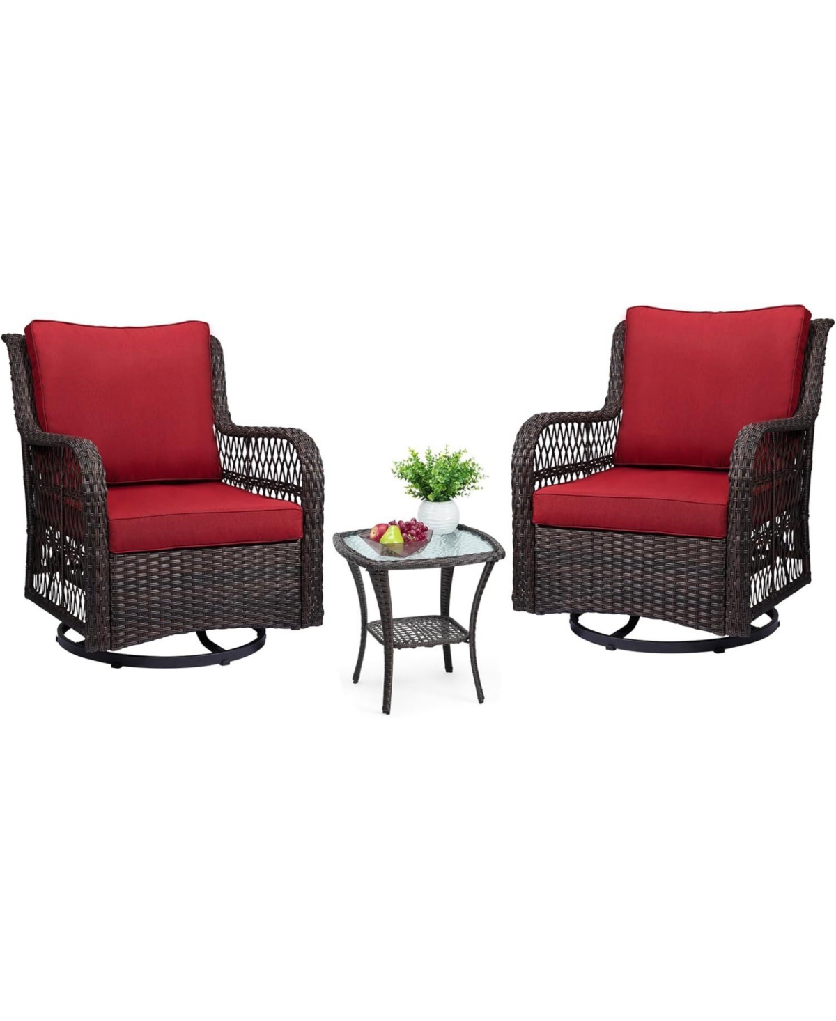 Click here for gaomon 3 Piece Outdoor Wicker Patio Bistro Set 360... prices