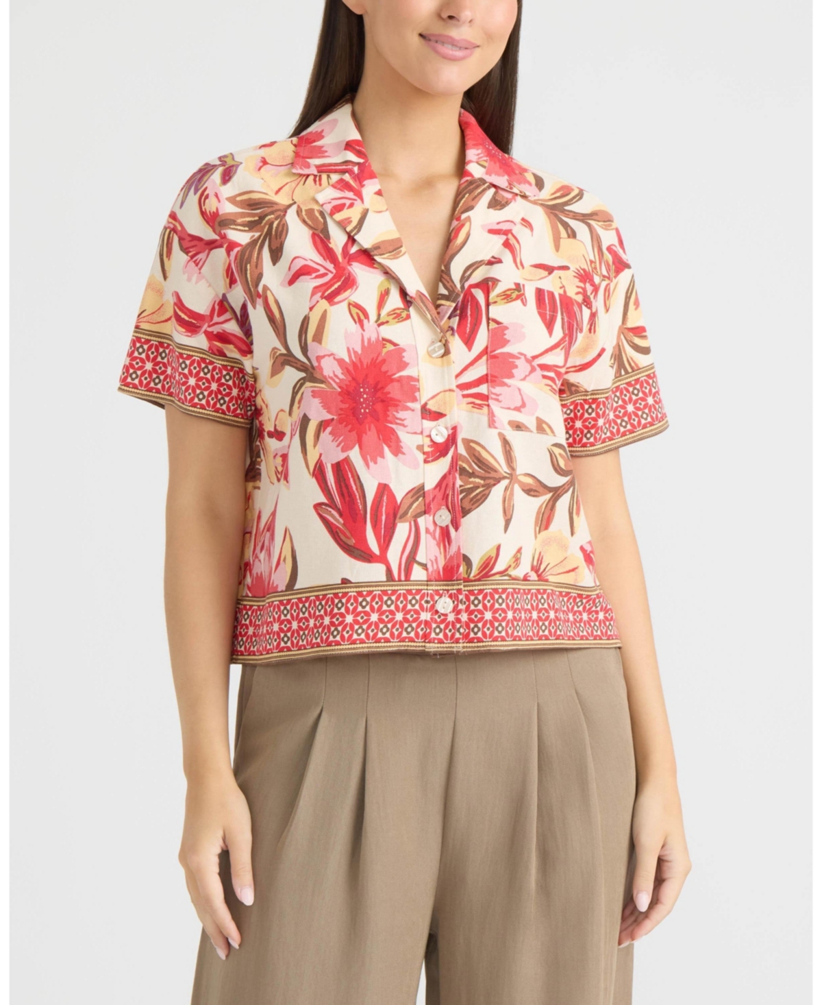 Click here for Ellen Tracy Womens Camp Shirt - Pink prices