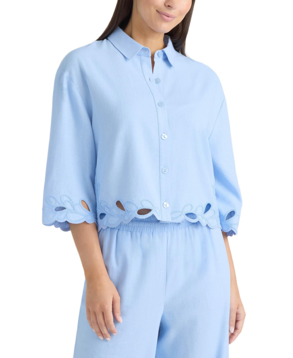 Click here for Ellen Tracy Womens Embroidered Button Front Shirt... prices