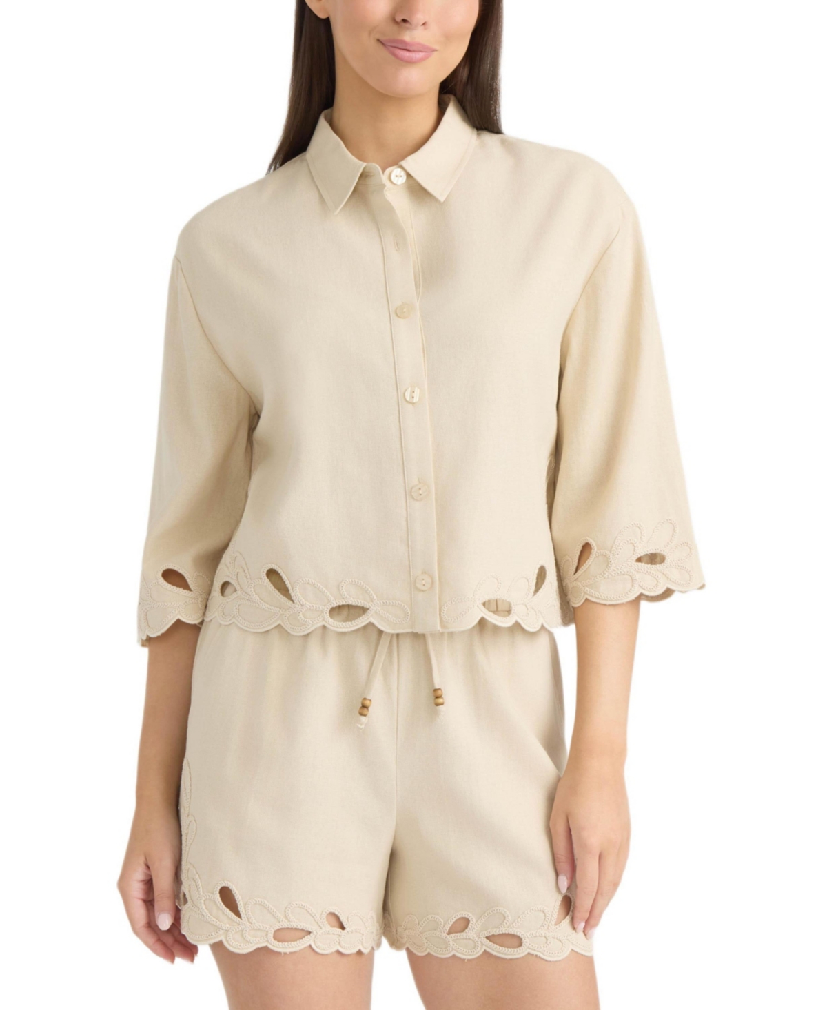 Click here for Ellen Tracy Womens Embroidered Button Front Shirt... prices