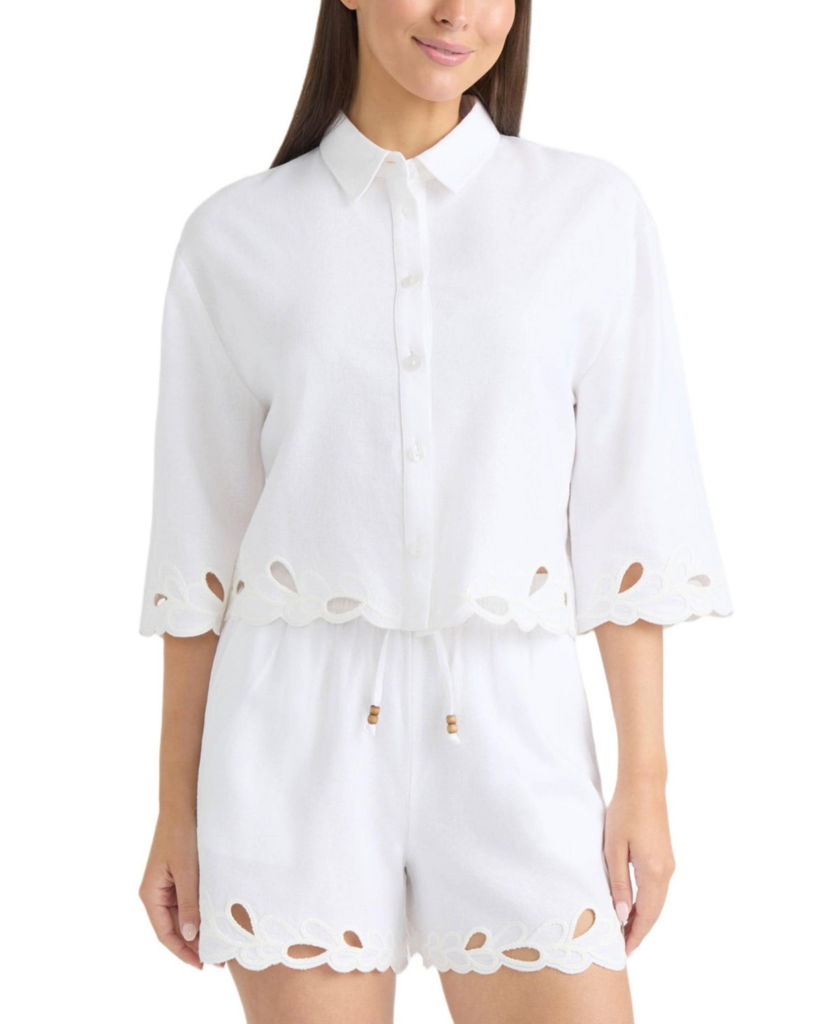 Click here for Ellen Tracy Womens Embroidered Button Front Shirt... prices