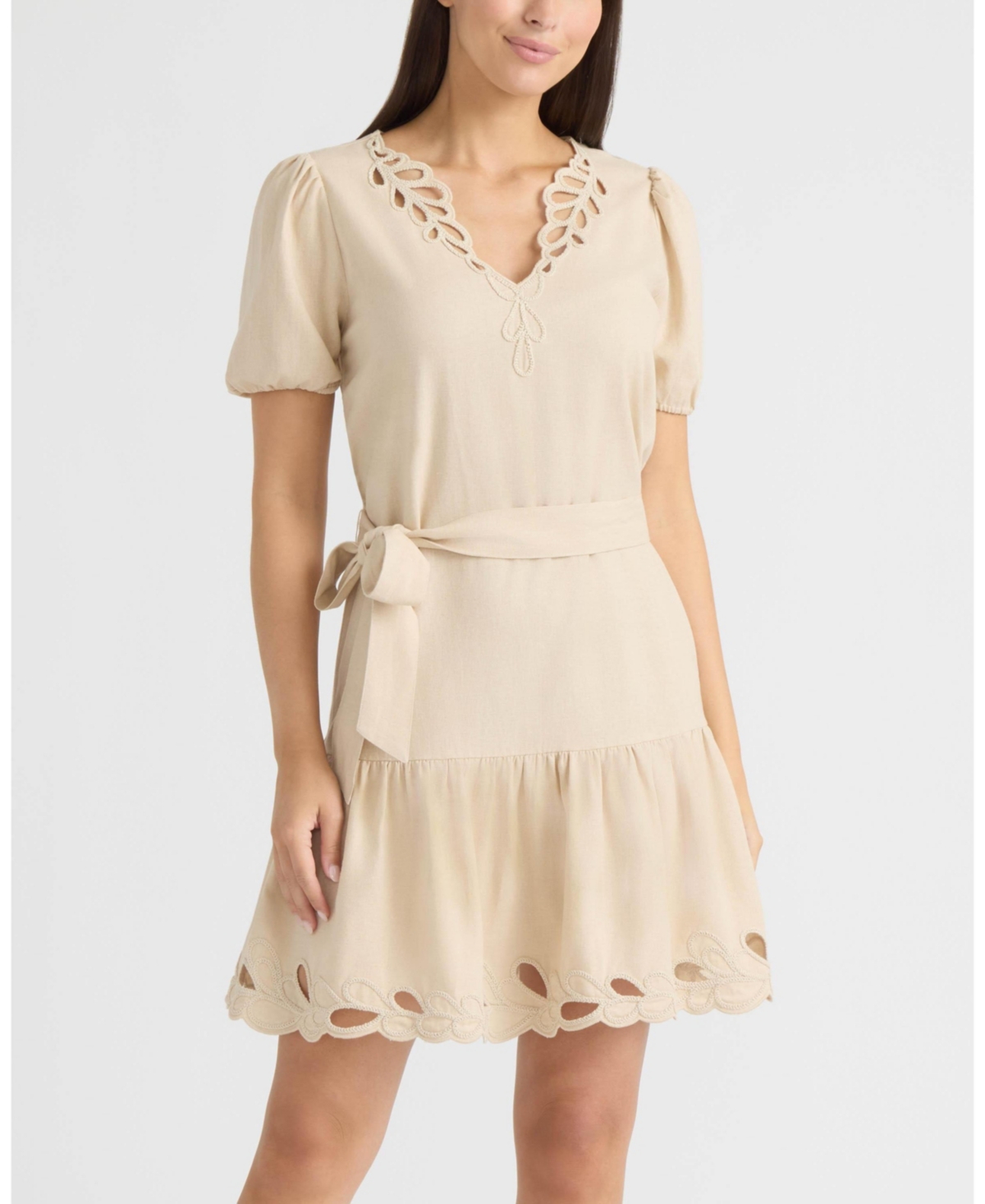 Click here for Ellen Tracy Womens Embroidered Belted Dress - Line... prices