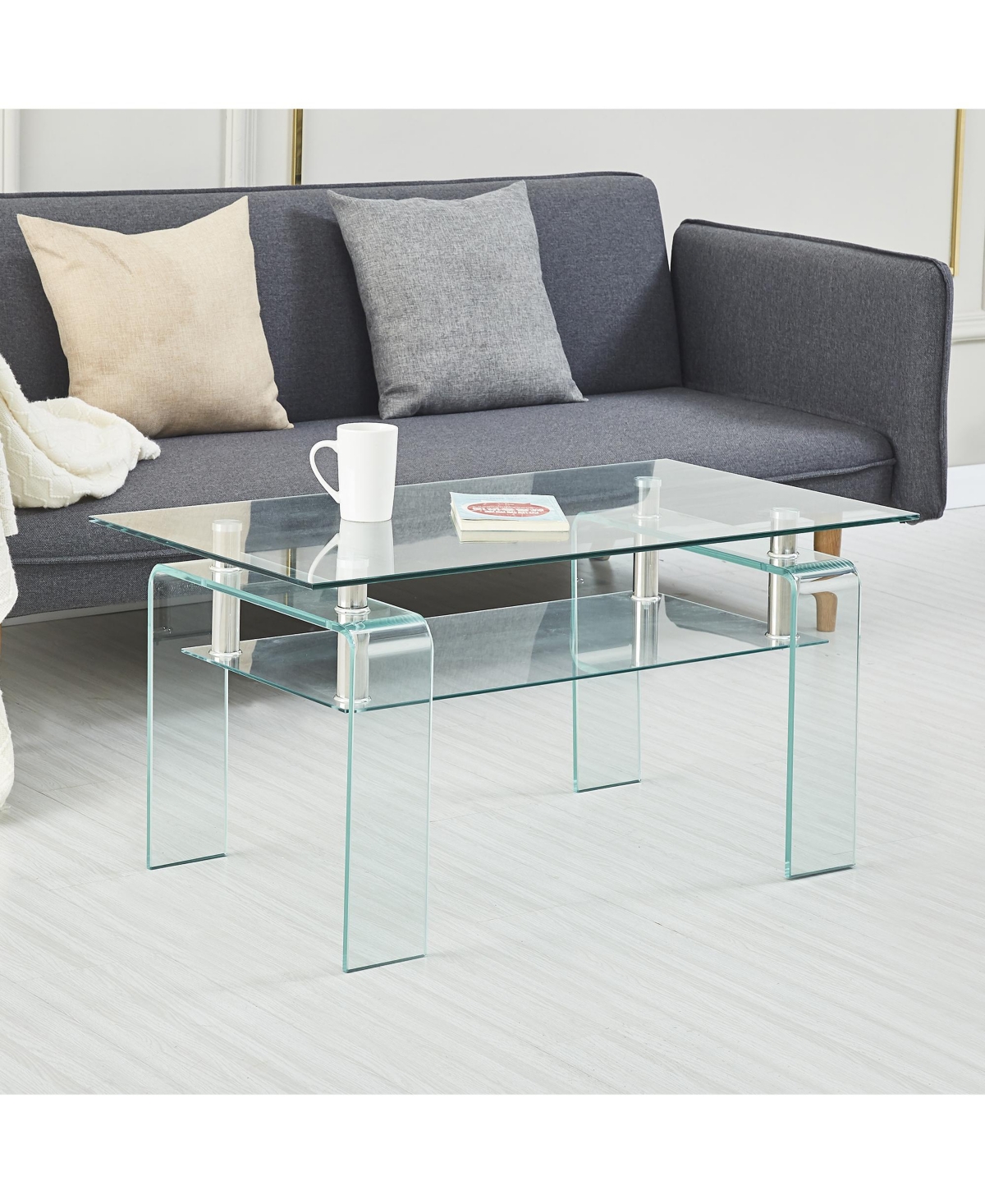 Click here for Rainsken Rectangle 2-Tier Glass Coffee Table  Mode... prices
