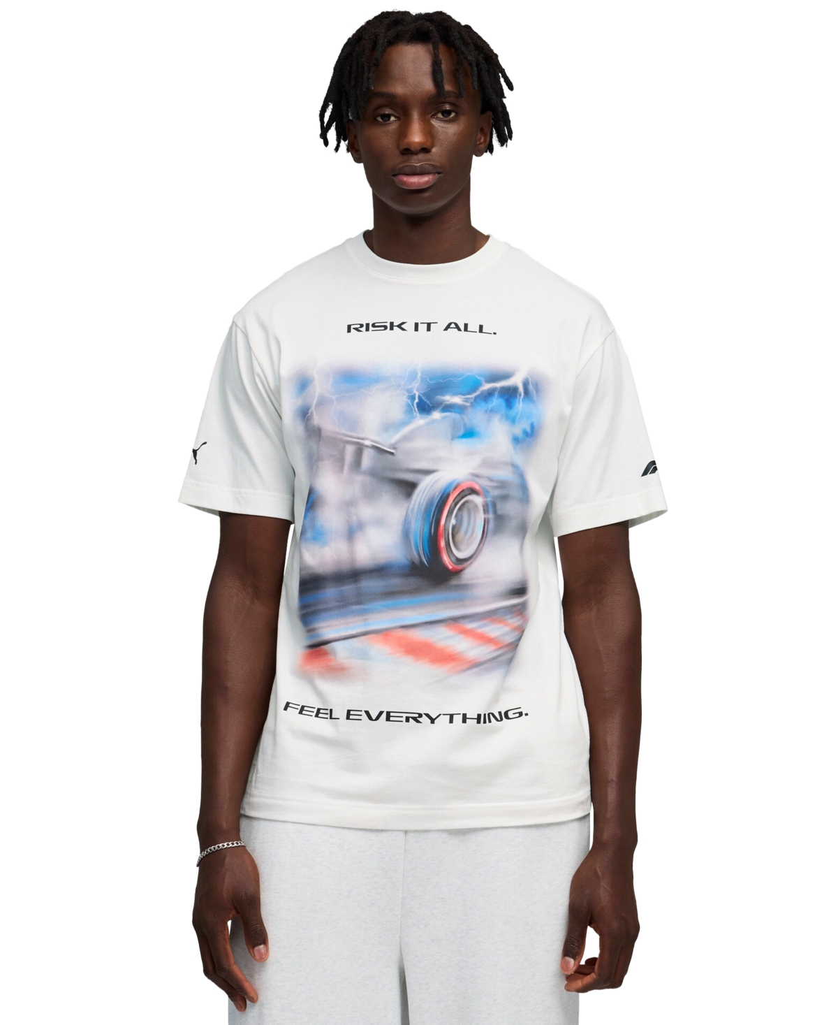Click here for Puma Mens F1 Relaxed Graphic T-Shirt - White prices