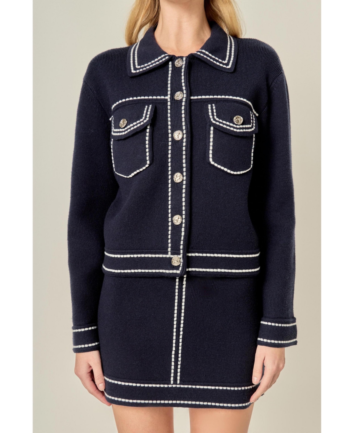 Click here for English Factory Womens Denim-Look Knit Cardigan -... prices
