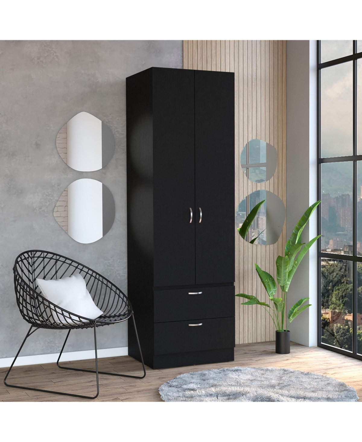 Click here for flynama 76inch Armoire with 2 Drawers Double Door... prices