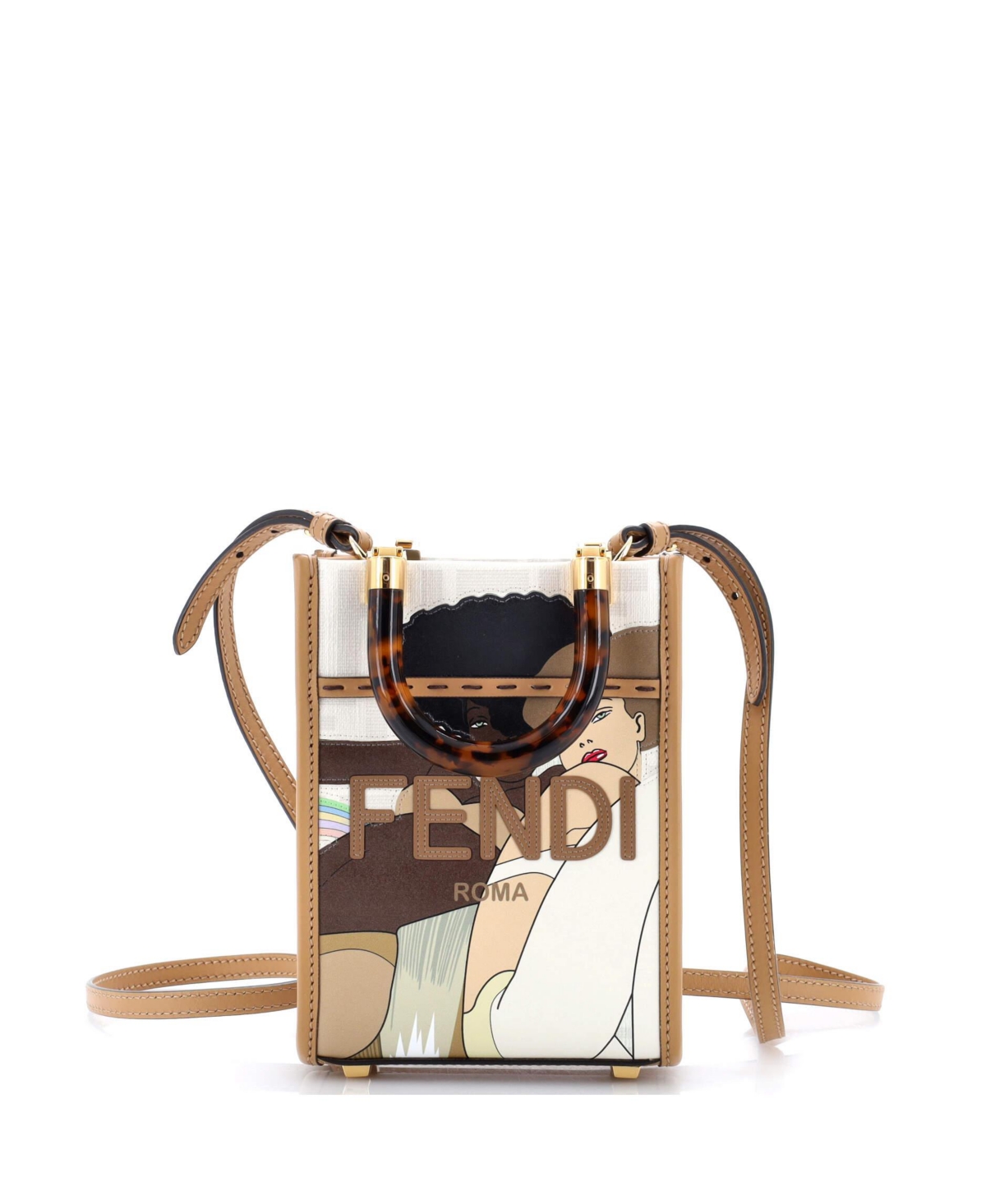 Click here for Pre-Owned Fendi Mini Sunshine Shopper Tote Printed... prices