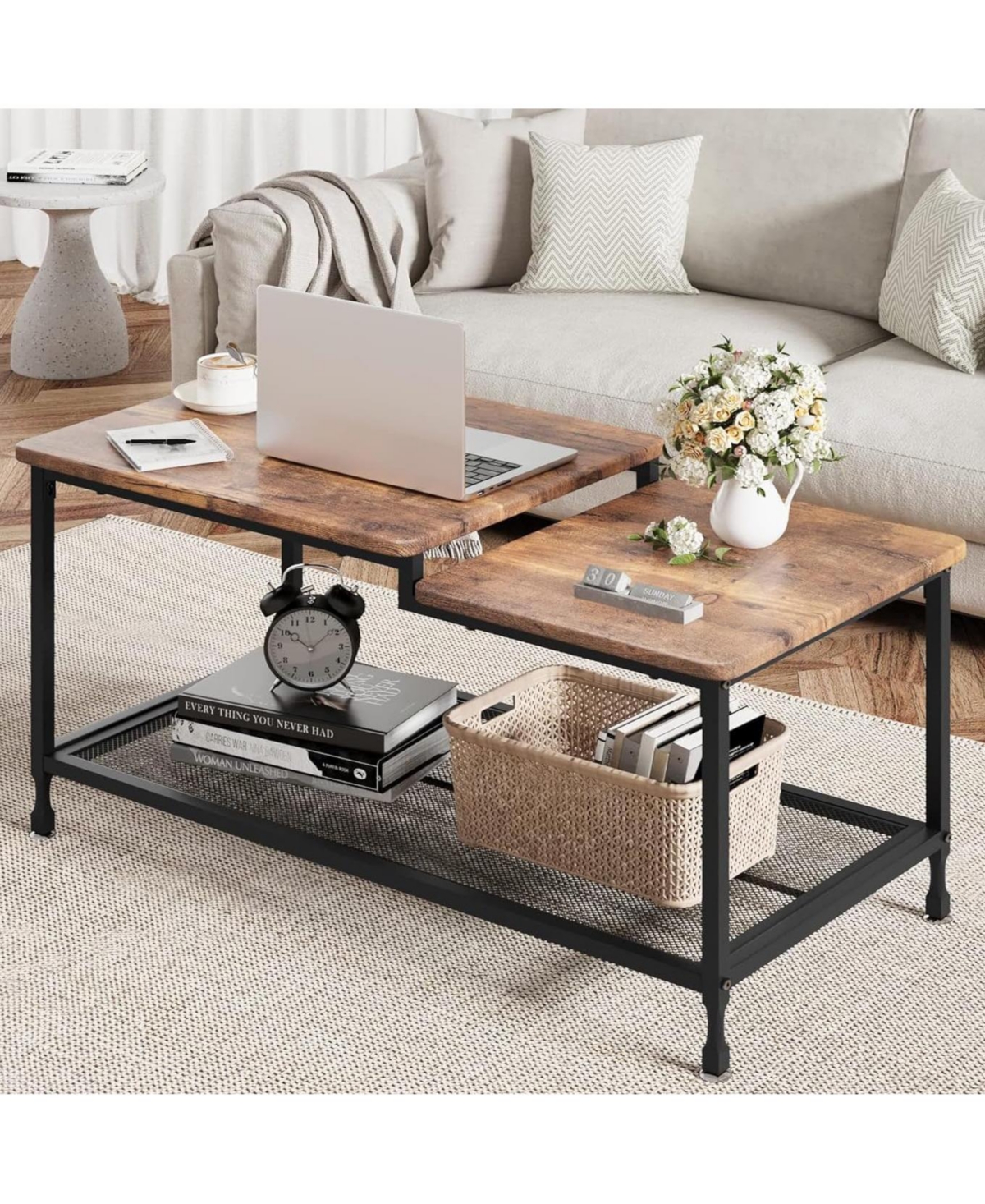 Click here for gaomon Industrial 2 Tier Coffee Table with Metal F... prices