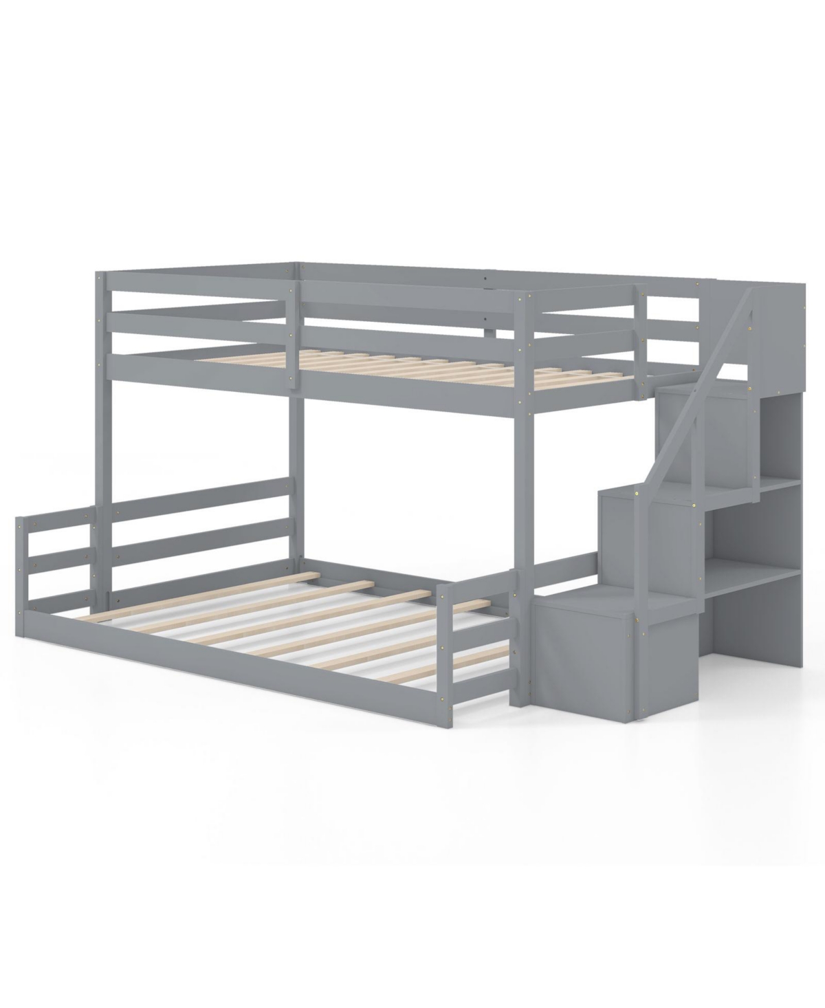 Click here for Sugift Solid Wood Twin Over Full Low Bunk Bed with... prices