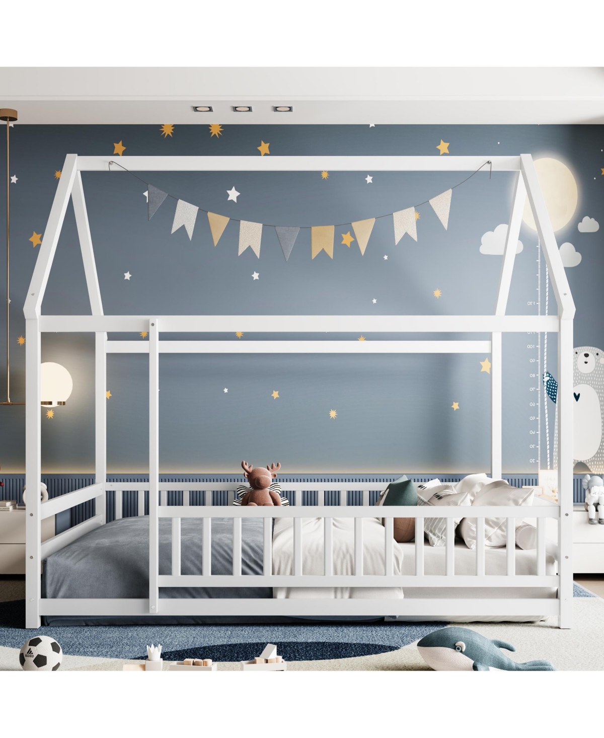 Click here for flynama Wooden Floor Bed With House Roof Frame And... prices