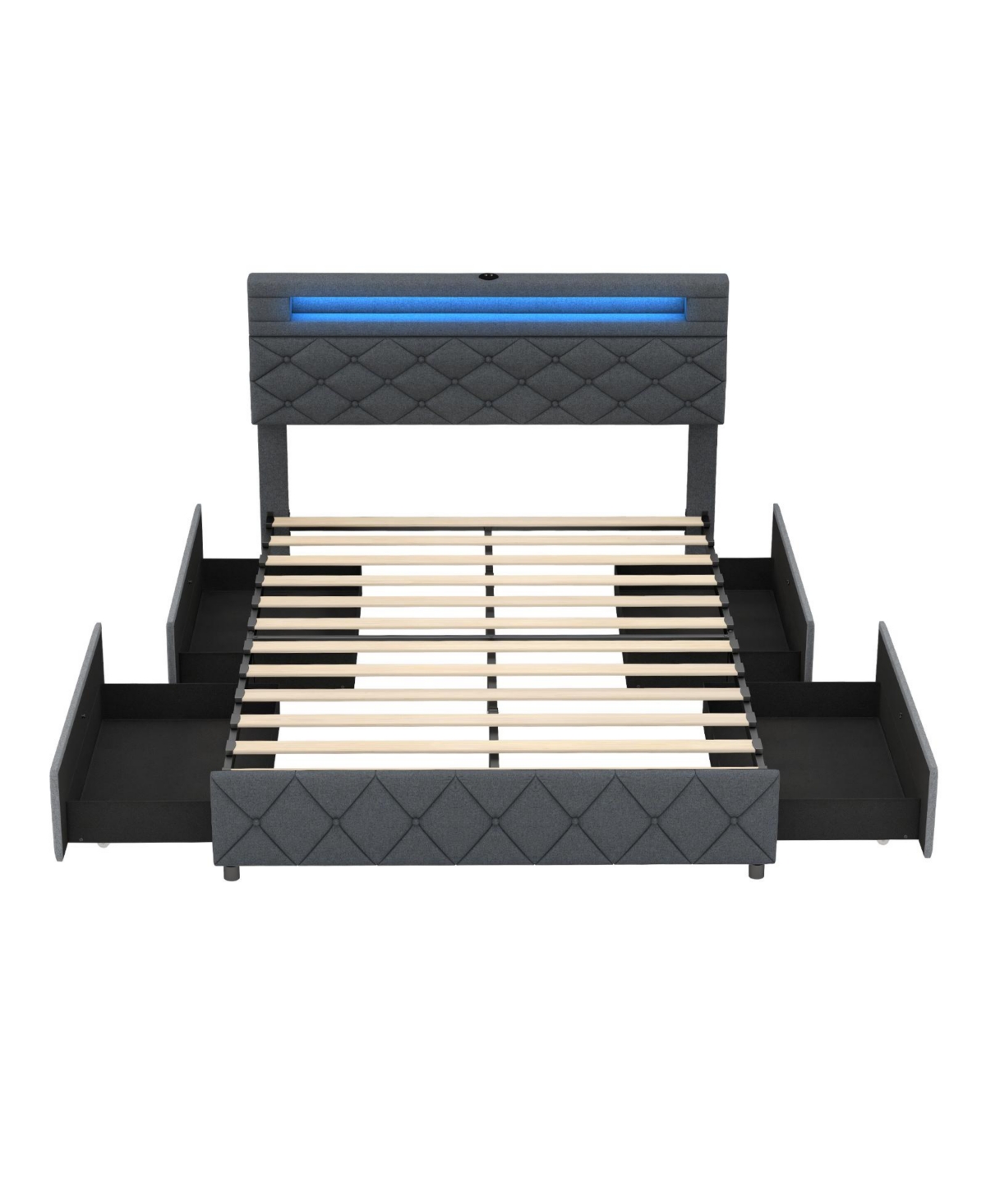 Click here for Sugift Bed Frame with Storage Headboard and Wooden... prices