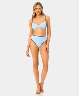 Click here for California Waves Womens Solid Seamed Contrast Bind... prices