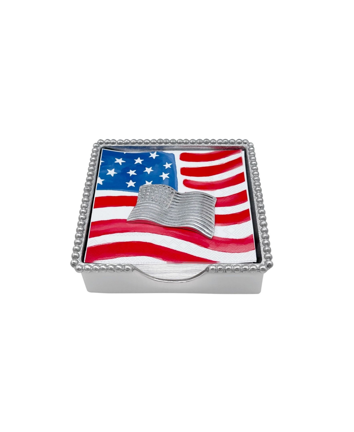 Click here for Mariposa American Flag Beaded 5.75 Napkin Box Set... prices