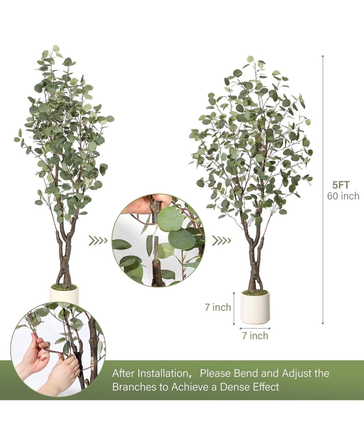 Click here for 5 ft Artificial Eucalyptus Tree Realistic Potted P... prices