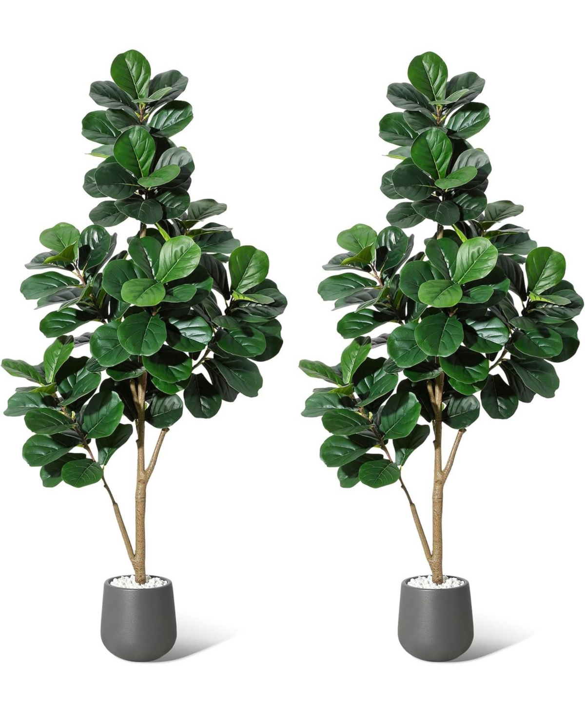 Click here for 6 Ft Artificial Fiddle Leaf Fig Tree with Grey Pla... prices